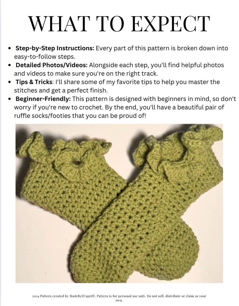 Crochet Ruffle Socks PDF Pattern With Pictures and Videos Left and ...