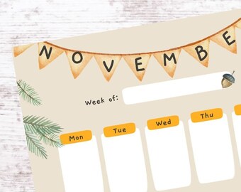 November Weekly Planner, Printable Planner, Digital Planner, Instant ...