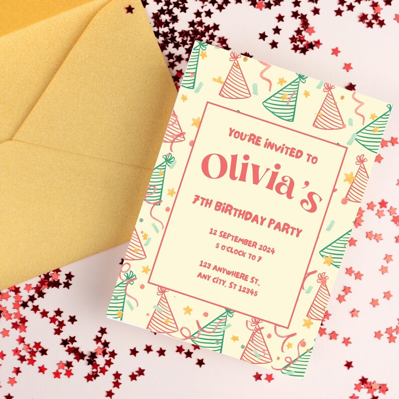 Kid's Birthday Party Invitation Customizable Editable Printable ...