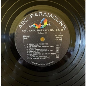Paul Anka Sings His Big Big Big 15 Vol. 3 vinyl, LP, Album, Compilation, Mono, 1971 - Etsy
