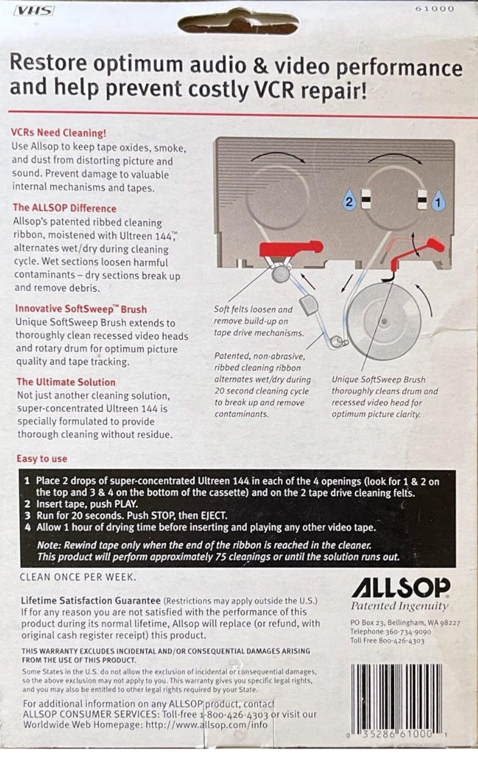 ALLSOP 3 VCR VHS Head Tape Drive Cleaner - Etsy