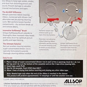 ALLSOP 3 VCR VHS Head Tape Drive Cleaner - Etsy
