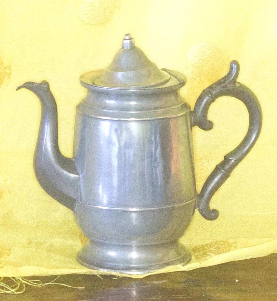 Vintage Civil War EB Manning Pewter Coffee Pot 1863 ("broken Finial ...