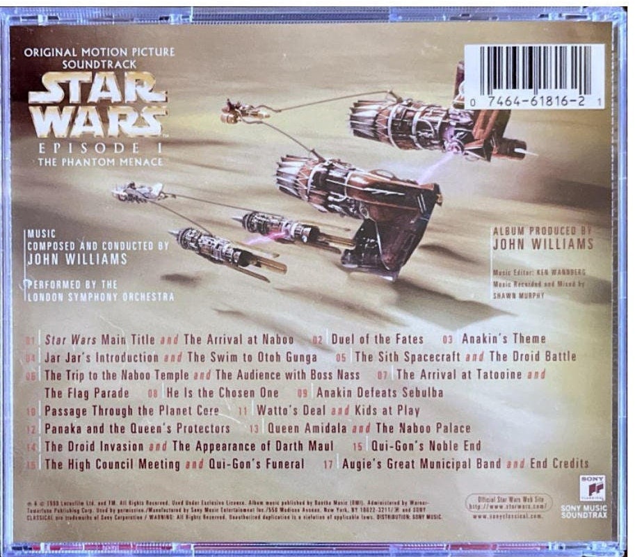 Star Wars Episode 1: the Phantom Menace original Soundtrack - Etsy