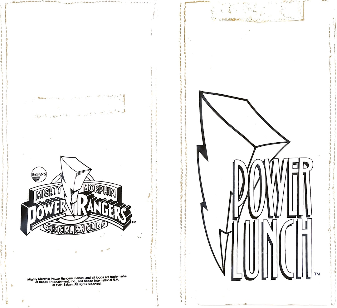 Saban's MMPR Fan Club 1994 White Ranger Lunch Bag & White Ranger ...