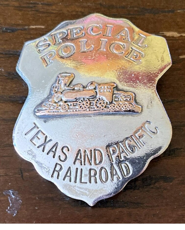 Texas & Pacific Railroad Badge, Vintage Old West Sheriff Shield Badge ...
