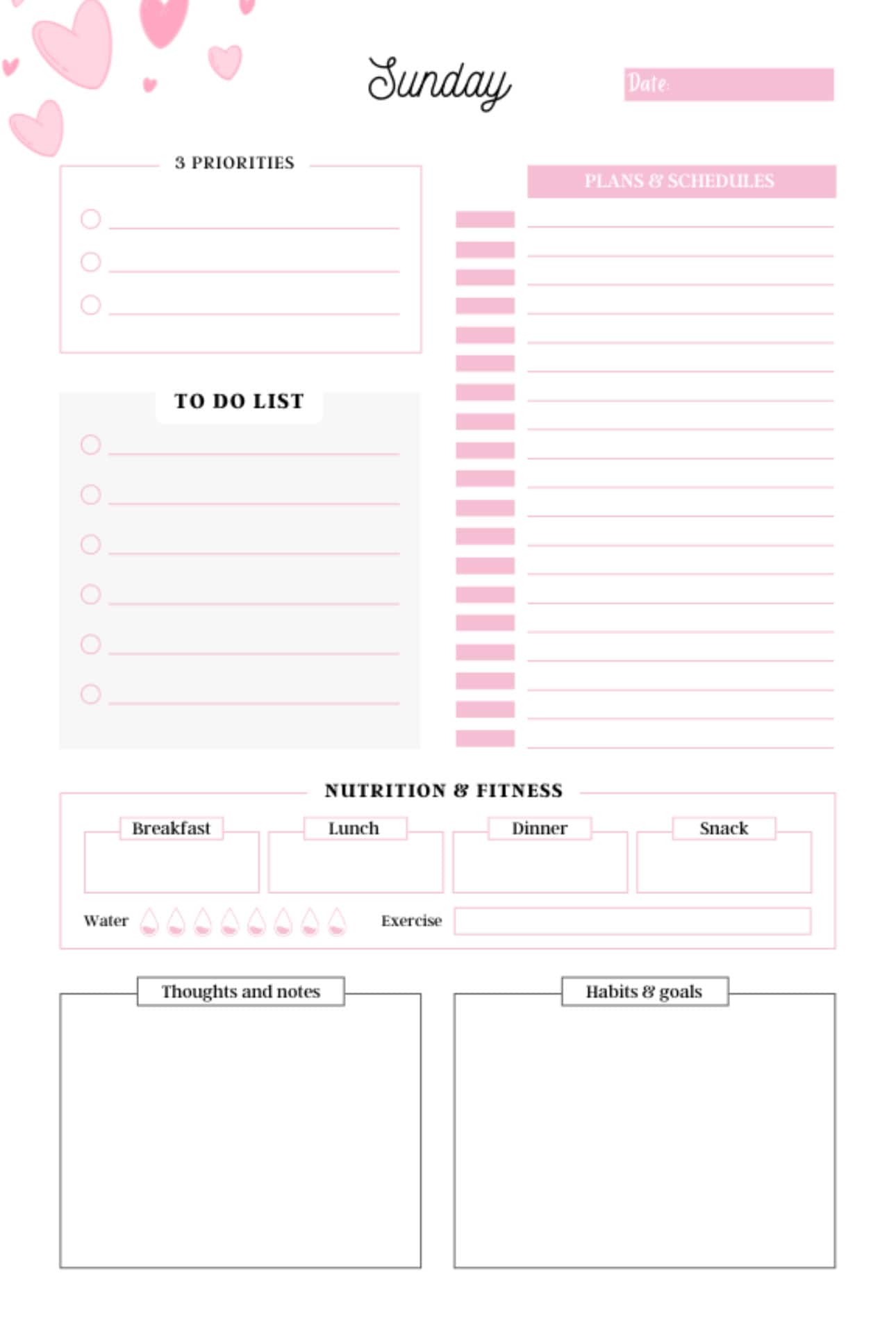 Daily Planner Printable, Instant Download, Digital Planner, Weekly ...