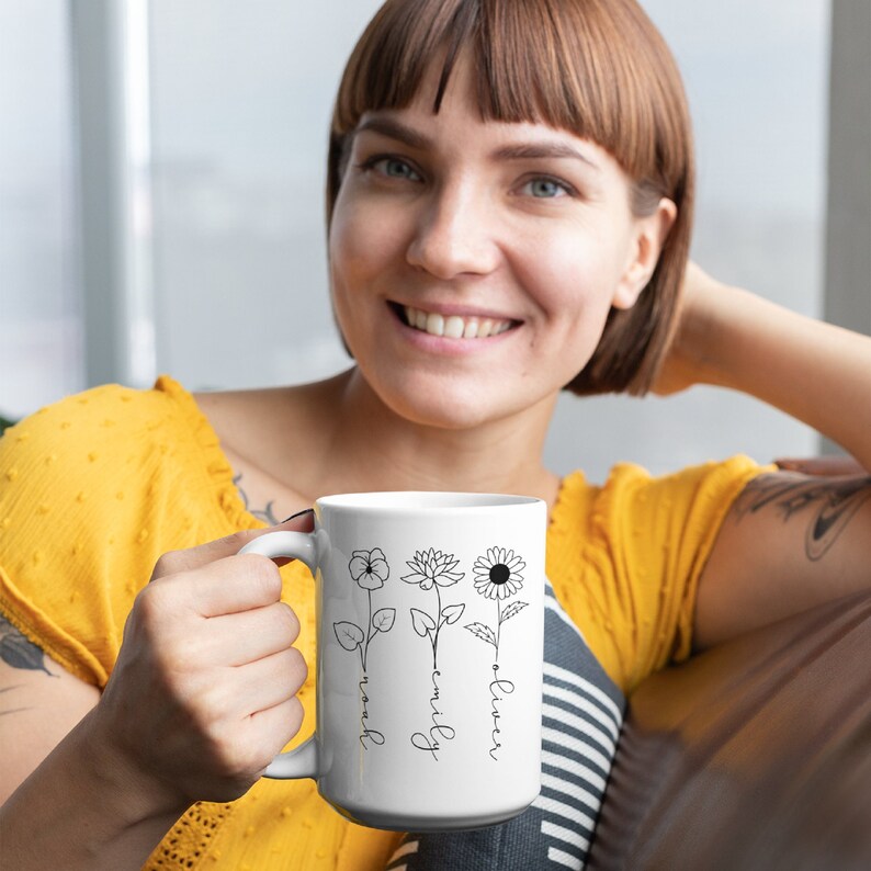 Custom Birth Month Birth Flower Mug Plant Mom Mug Mothers Day T