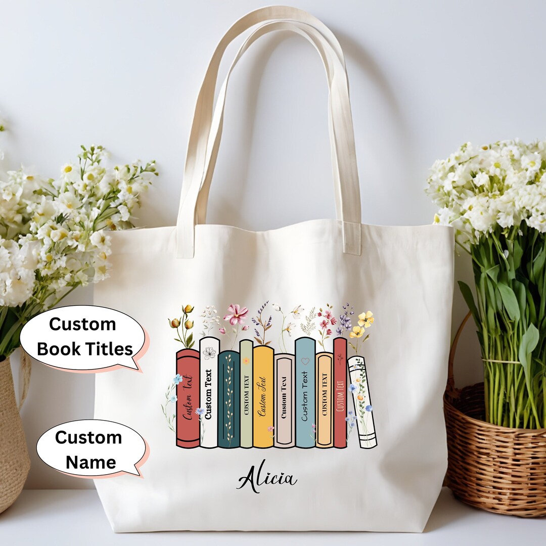 Library Tote Bag, Books Tote Bag, Custom Bookish Bag, Book Lovers Gifts ...