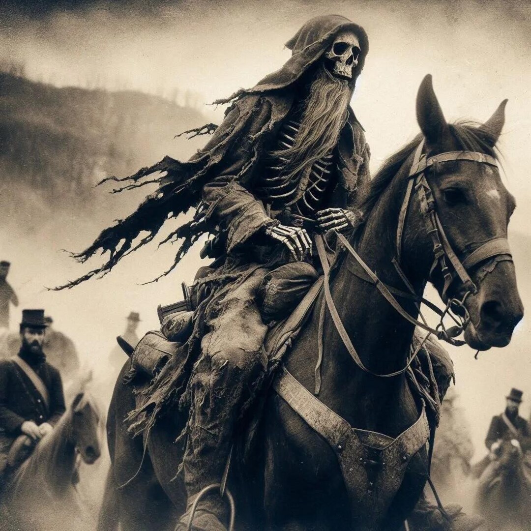 Civil War Skeleton Rider Antique Art-png Download to Make Pictures ...