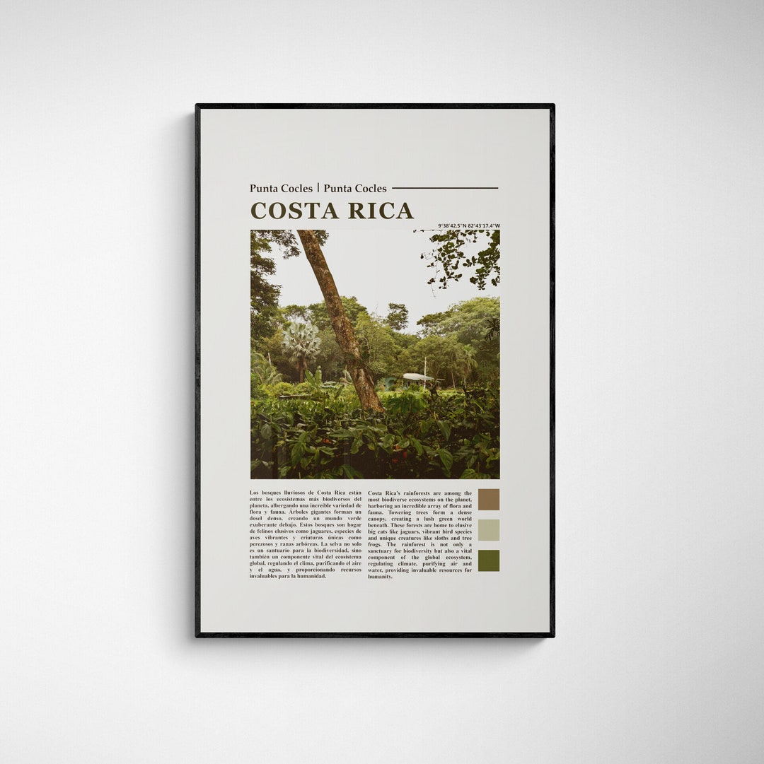 Vintage Rainforest Travel Poster Design, Costa Rica Travel Print ...