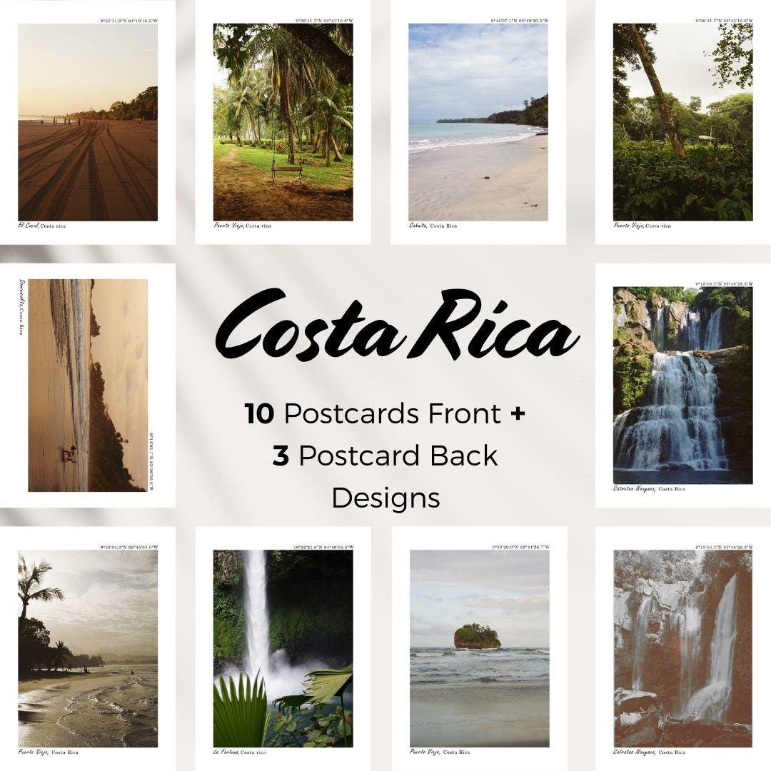 Costa Rica Travel Postcards Set Digital Design Photography Wall Art ...