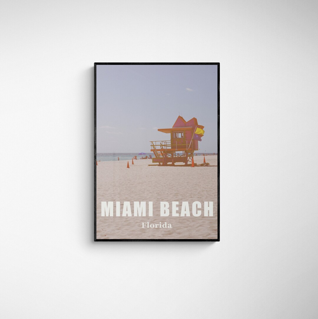 Miami Beach Retro Poster, Miami Travel Print, Vintage Wall Art - Etsy