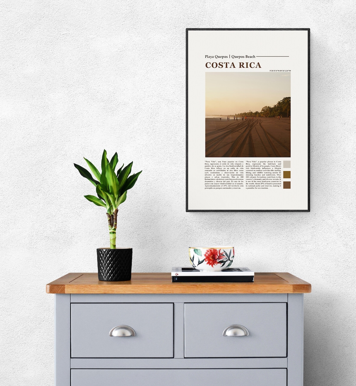 Vintage Costa Rica Travel Poster Design, Pura Vida Travel Print ...