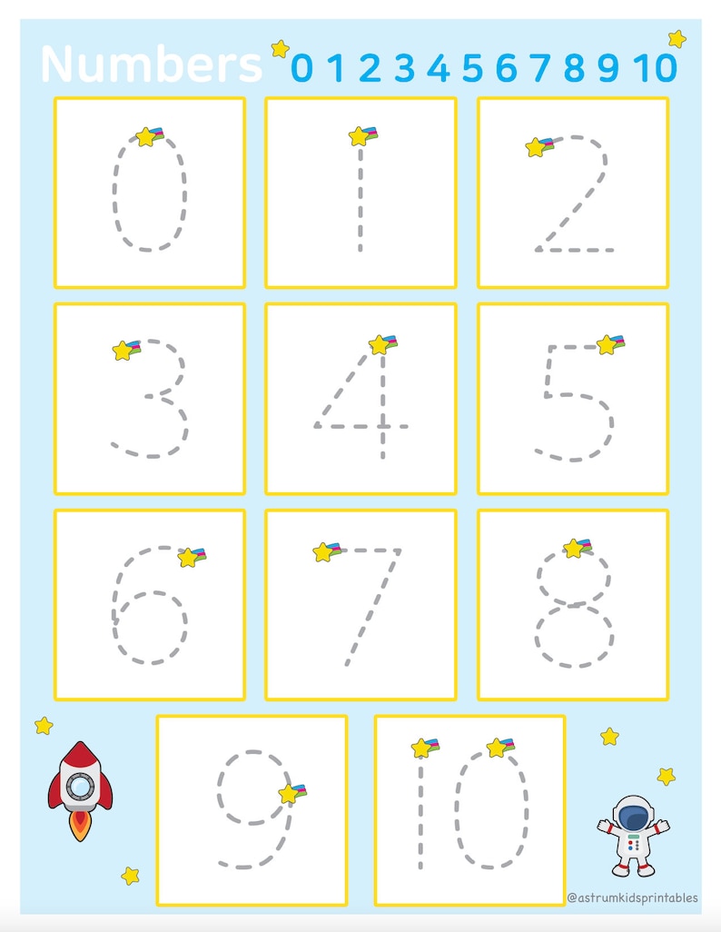 Printable Number Tracing: 1-10 Number Writing Practice Sheet for ...