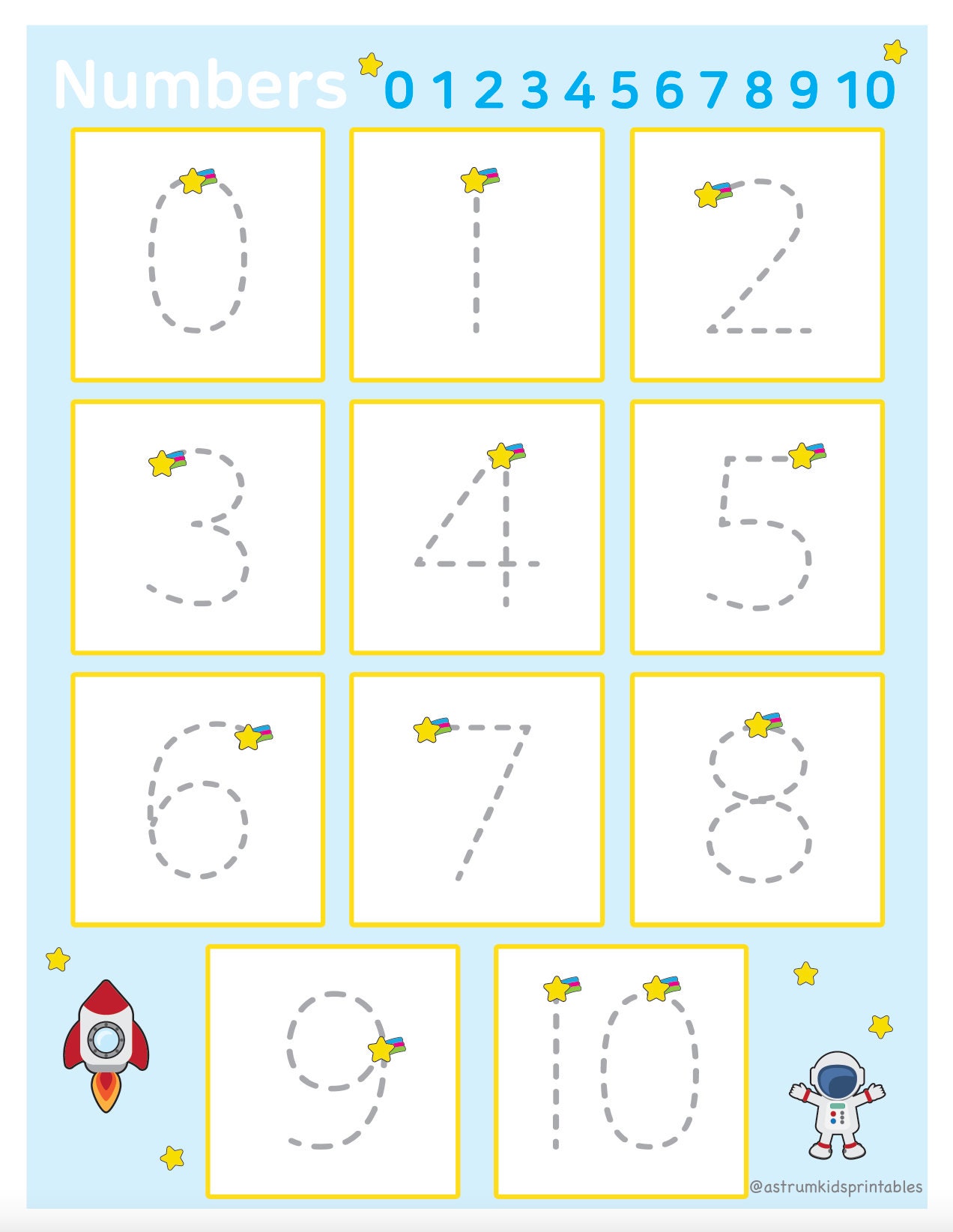 Printable Number Tracing: 1-10 Number Writing Practice Sheet for ...