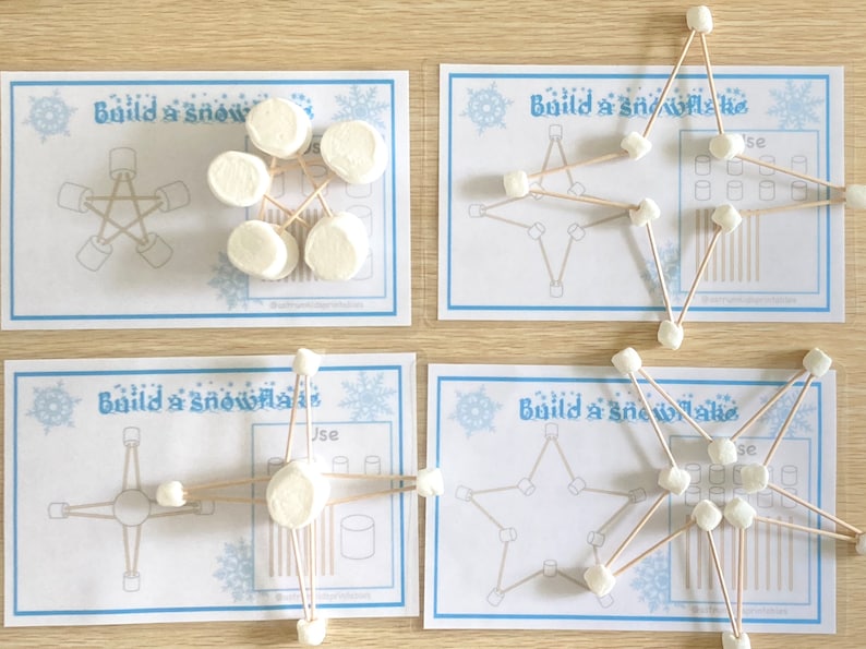 Printable Marshmallows and Toothpicks Snowflakes Mats : Christmas ...