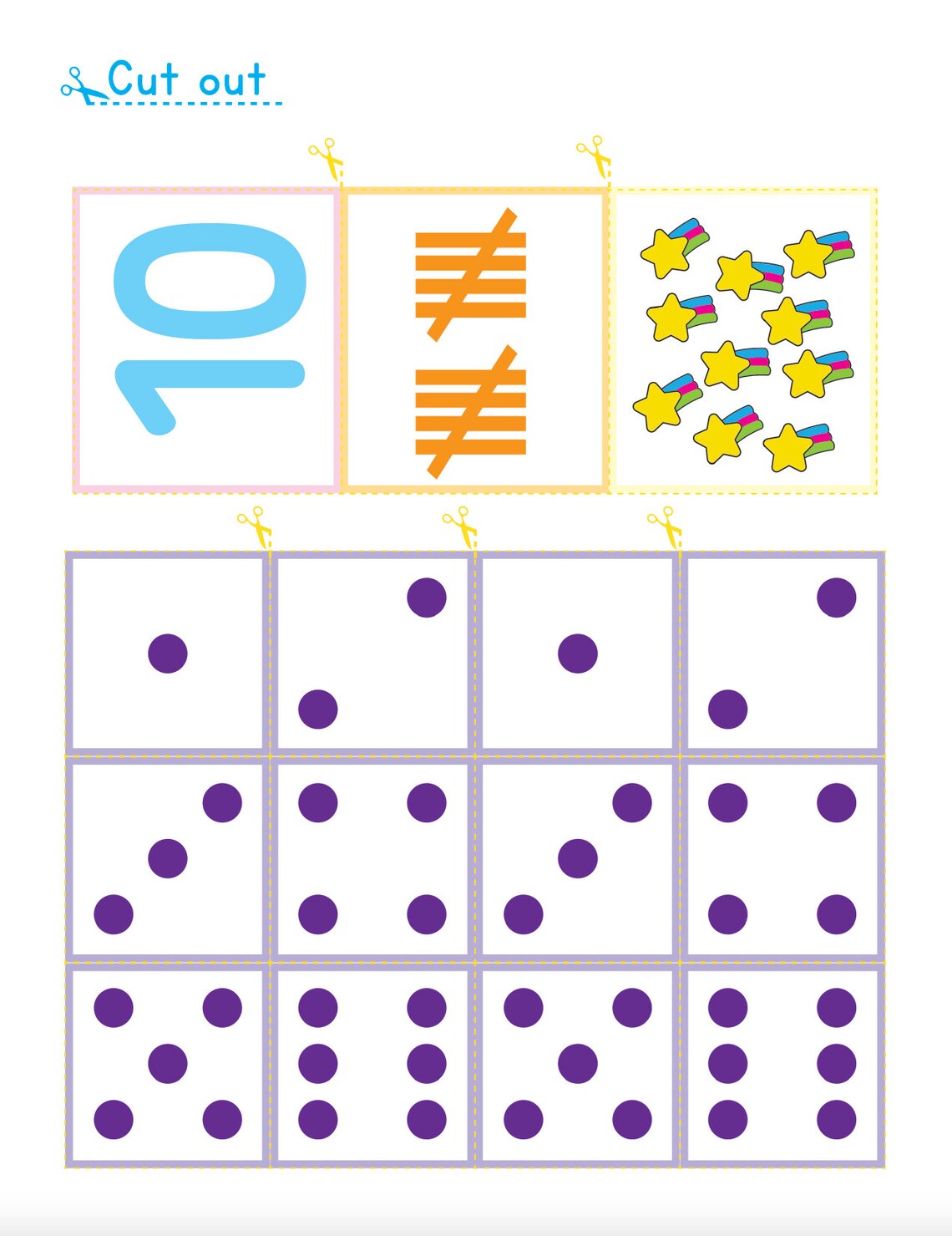 Printable Number Matching: 1-10 Number Matching Practice Sheet - Etsy