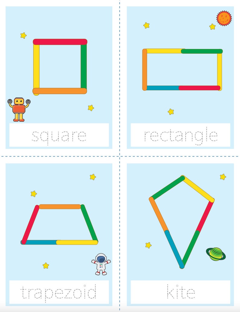 Printable Popsicle Stick Shapes Activity Mat: Shape Practice Sheet for ...