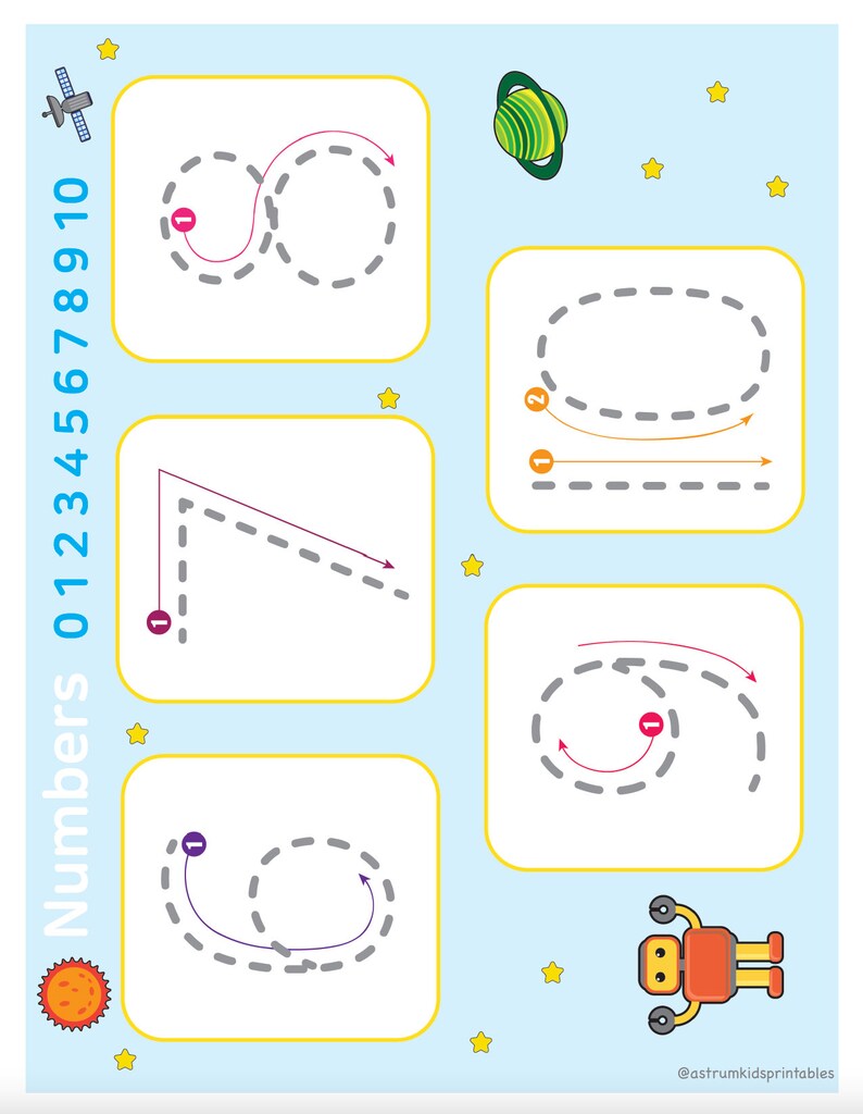 Printable Number Tracing: 1-10 Number Writing Practice Sheet for ...