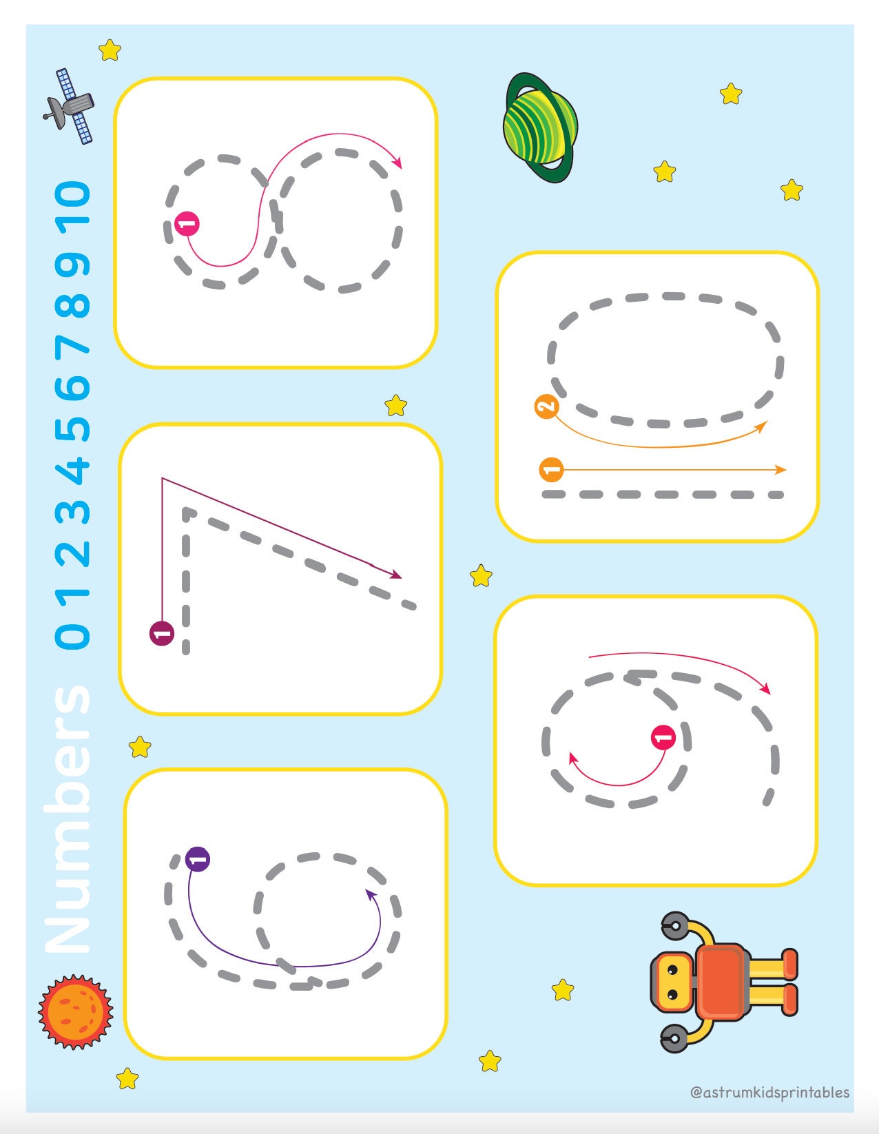 Printable Number Tracing: 1-10 Number Writing Practice Sheet for ...