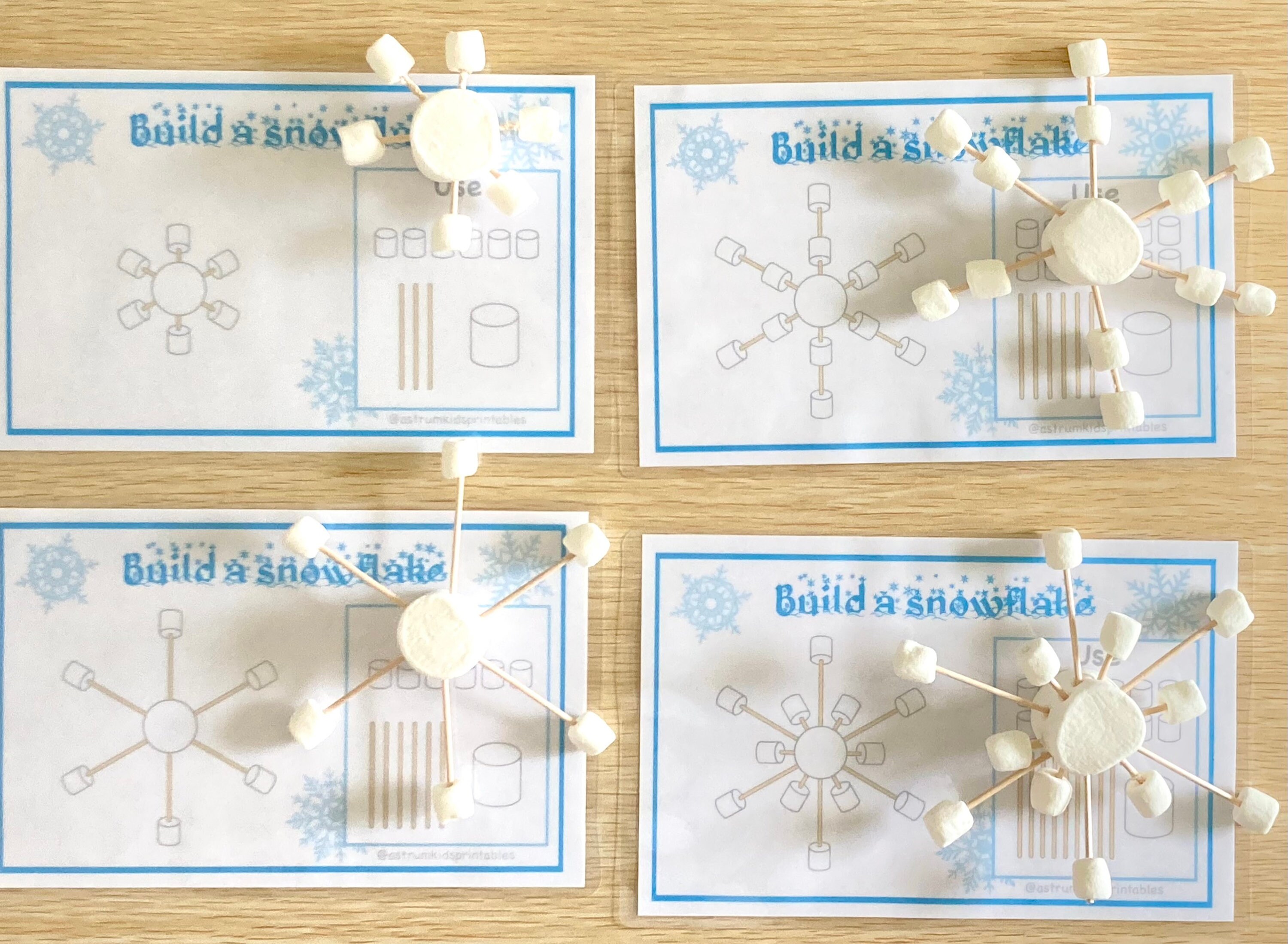Printable Marshmallows and Toothpicks Snowflakes Mats : Christmas ...