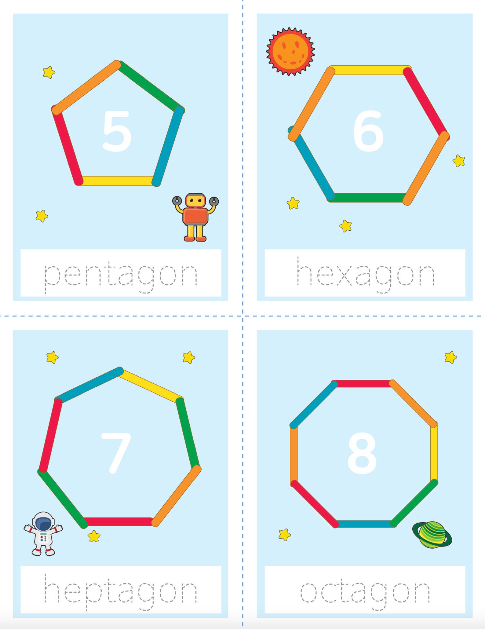 Printable Popsicle Stick Shapes Activity Mat: Shape Practice Sheet for ...