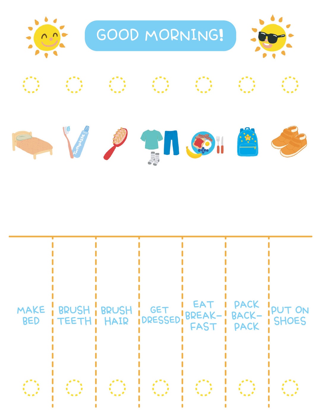 Printable Morning and Bedtime Routine Charts (U.S Letter and A4 Size ...