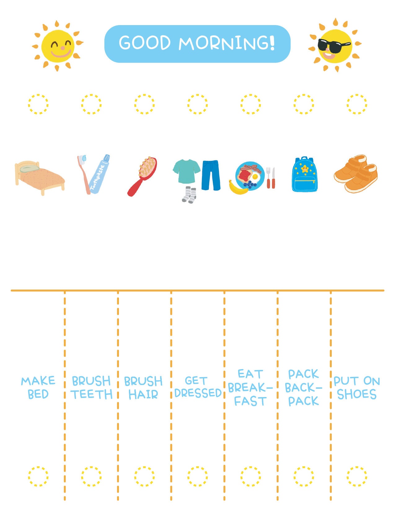 Printable Morning and Bedtime Routine Charts (U.S Letter and A4 Size ...