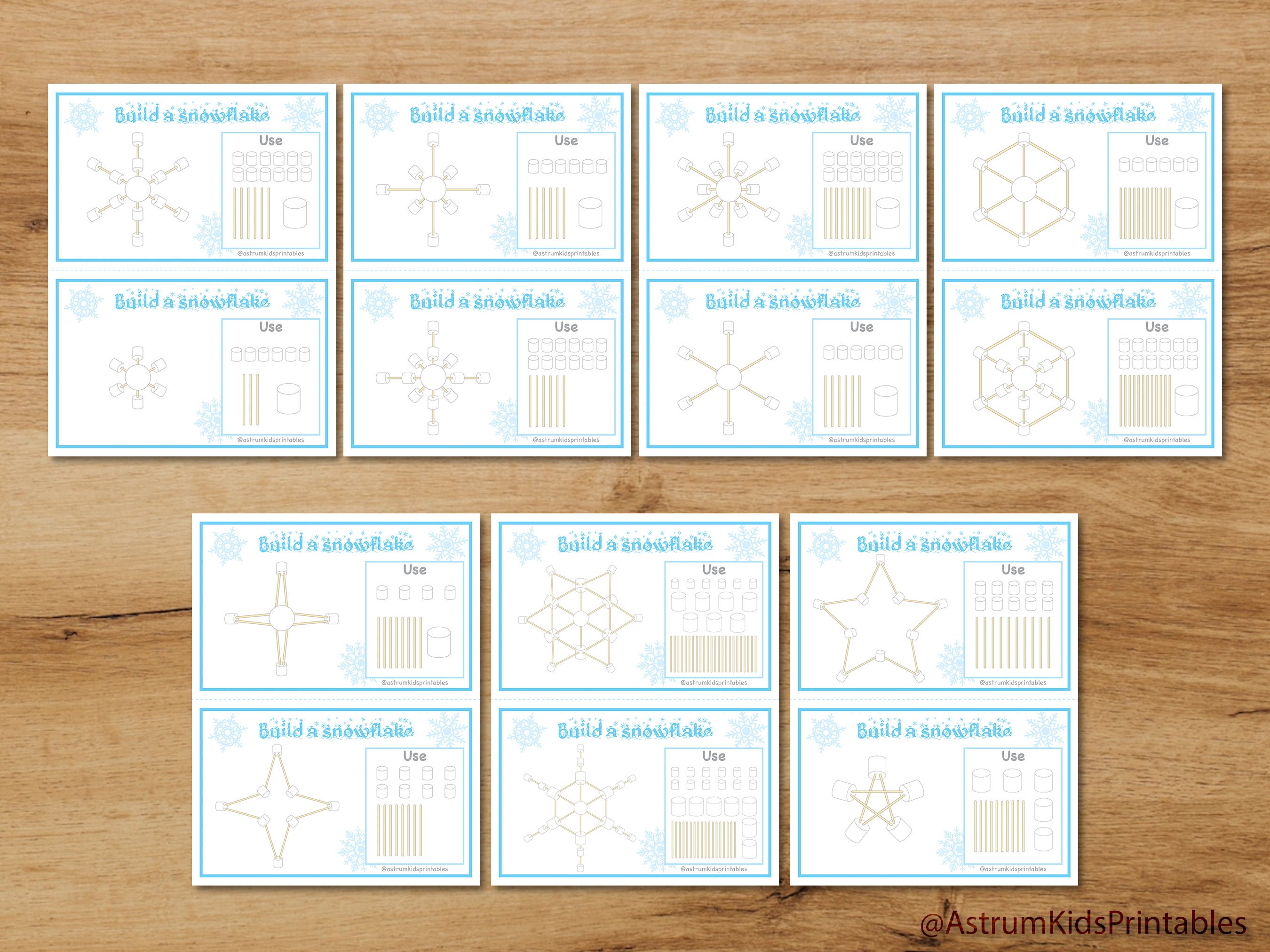 Printable Marshmallows and Toothpicks Snowflakes Mats : Christmas ...