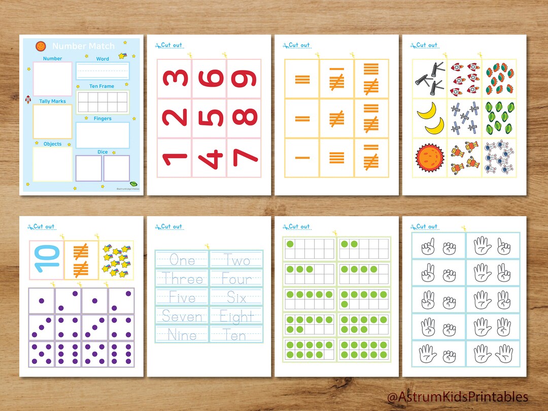 Printable Number Matching: 1-10 Number Matching Practice Sheet for ...