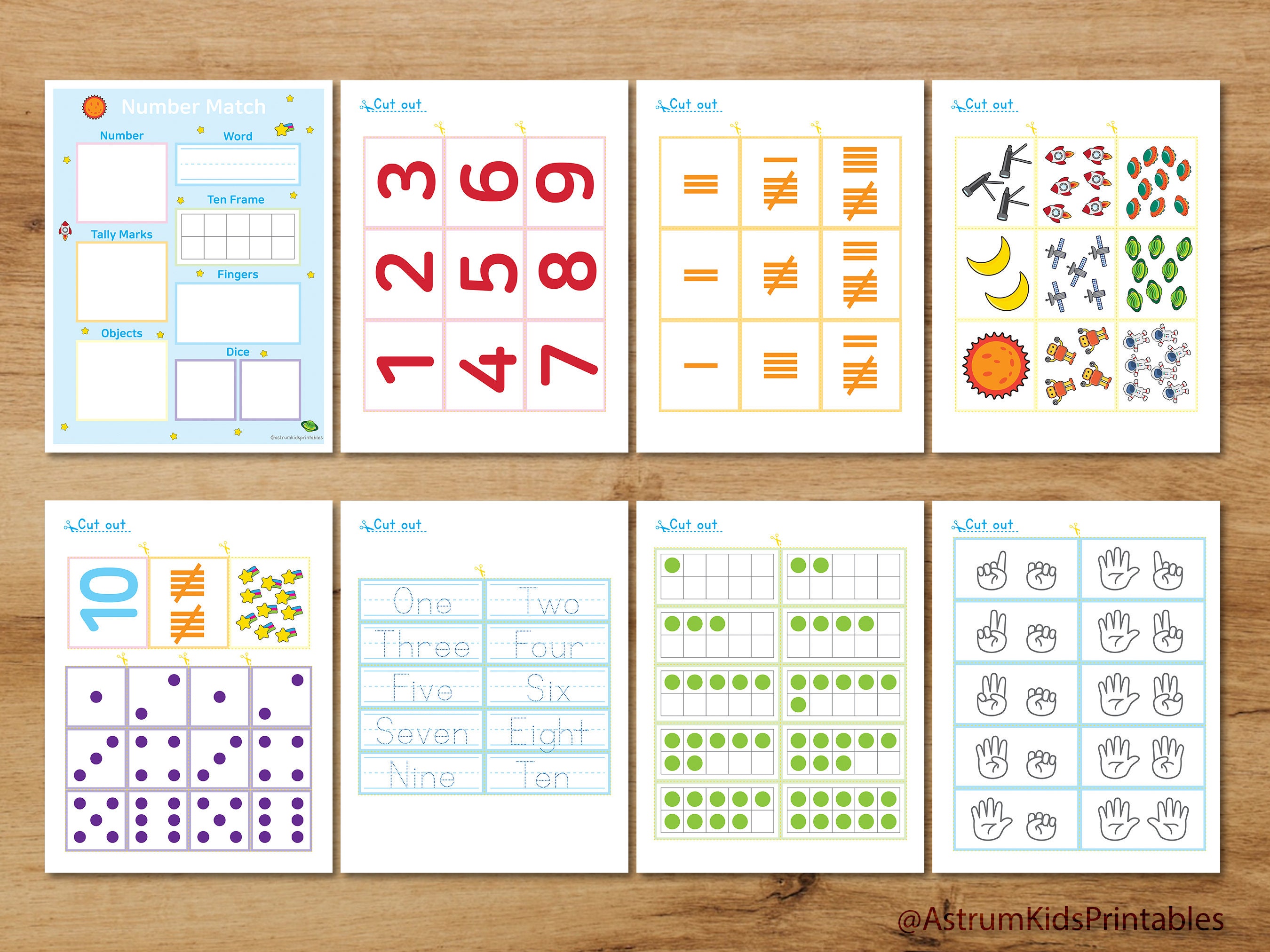Printable Number Matching: 1-10 Number Matching Practice Sheet - Etsy