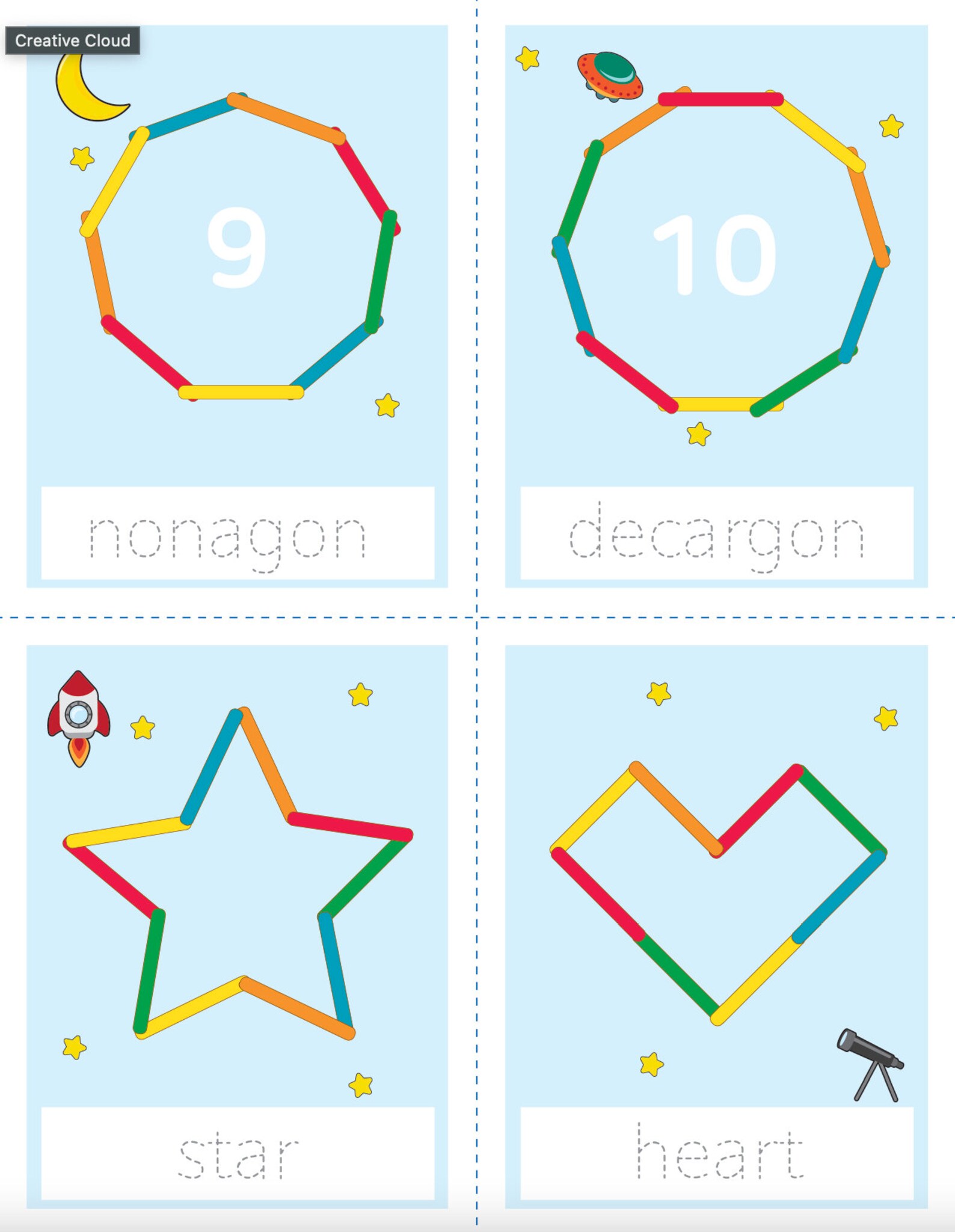 Printable Popsicle Stick Shapes Activity Mat: Shape Practice Sheet for ...