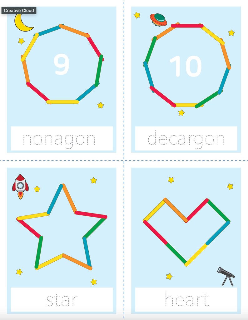 Printable Popsicle Stick Shapes Activity Mat: Shape Practice Sheet for ...