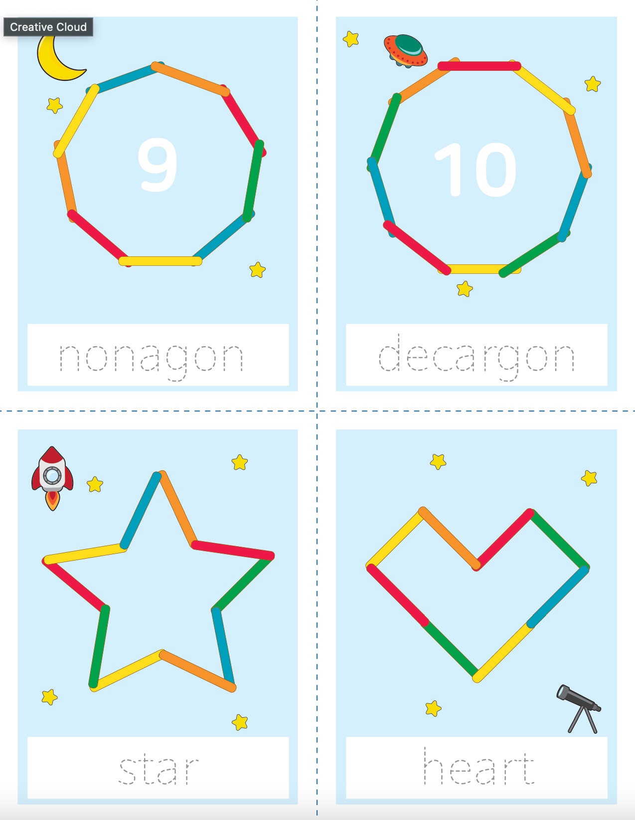 Printable Popsicle Stick Shapes Activity Mat: Shape Practice Sheet for ...