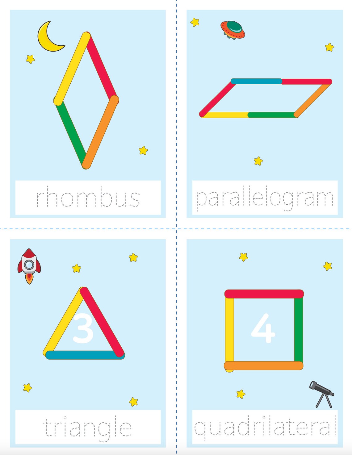 Printable Popsicle Stick Shapes Activity Mat: Shape Practice Sheet for ...