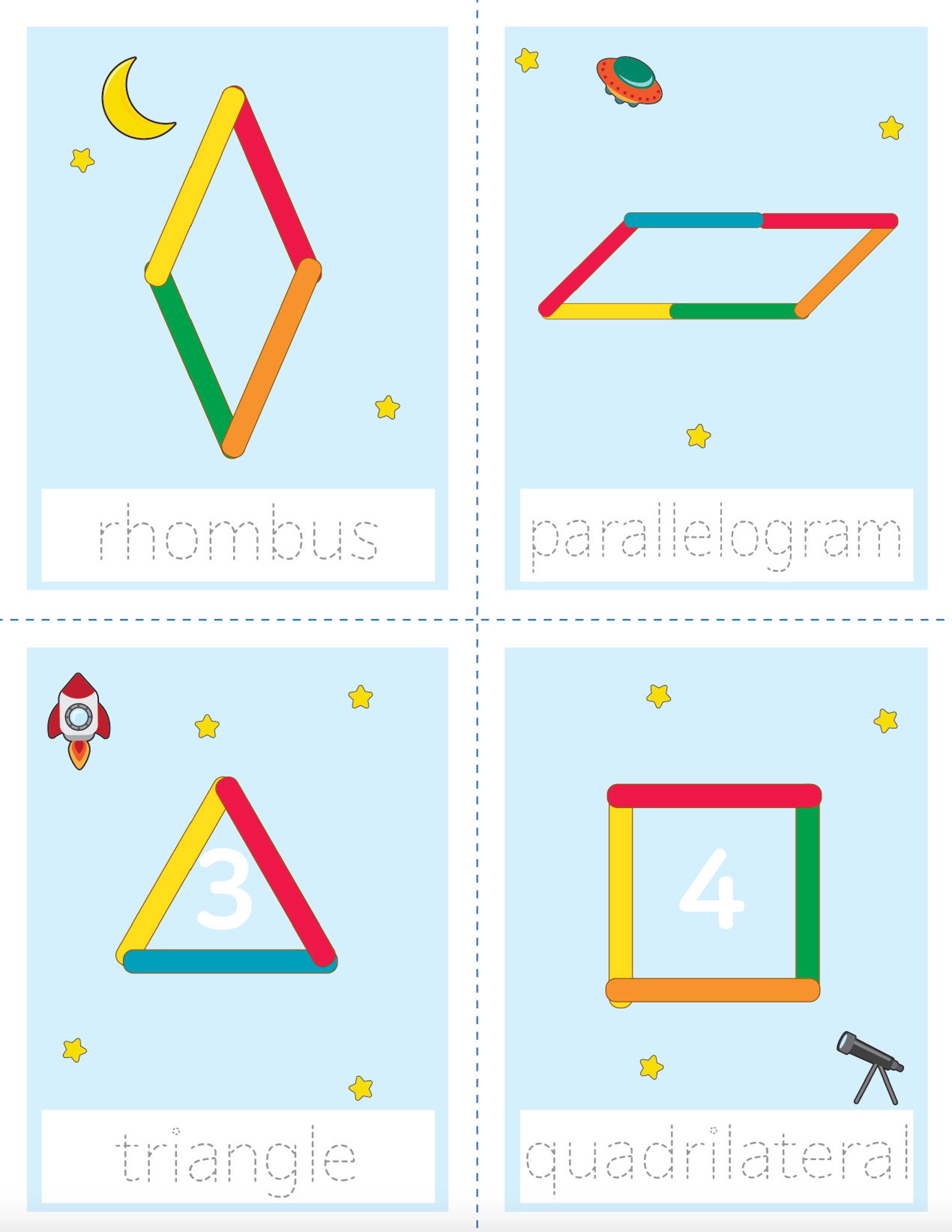 Printable Popsicle Stick Shapes Activity Mat: Shape Practice Sheet for ...