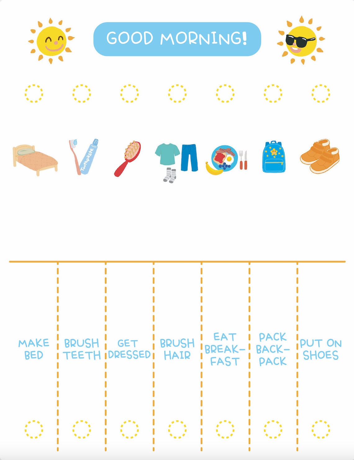 Printable Morning and Bedtime Routine Charts U.S Letter and - Etsy