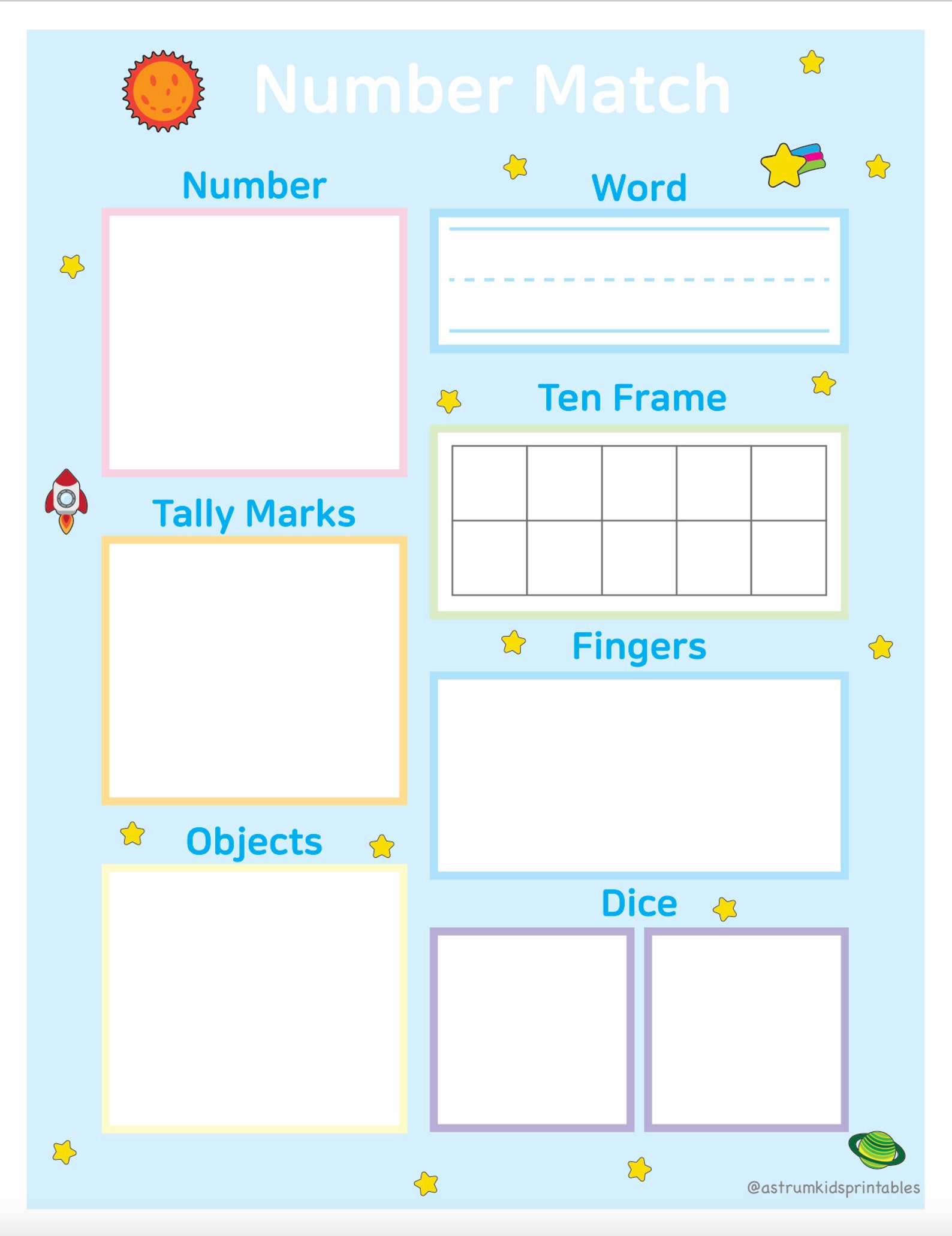 Printable Number Matching: 1-10 Number Matching Practice Sheet for ...