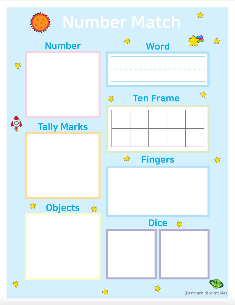 Printable Number Matching: 1-10 Number Matching Practice Sheet for ...