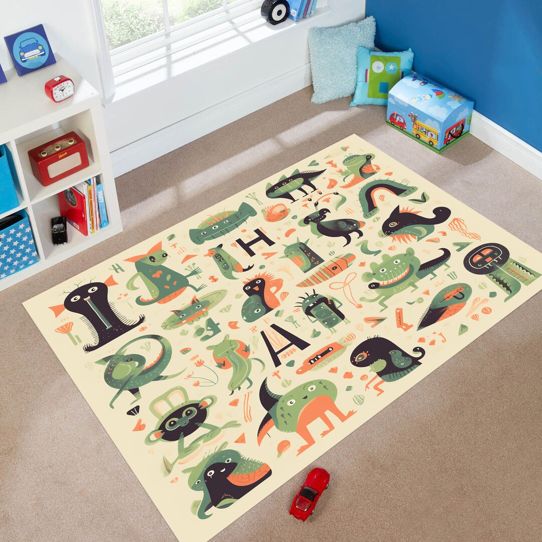 Alphabet Rug, Rug of Alien Alphabet, Kids Room Rug, Funny Rug, Popular ...