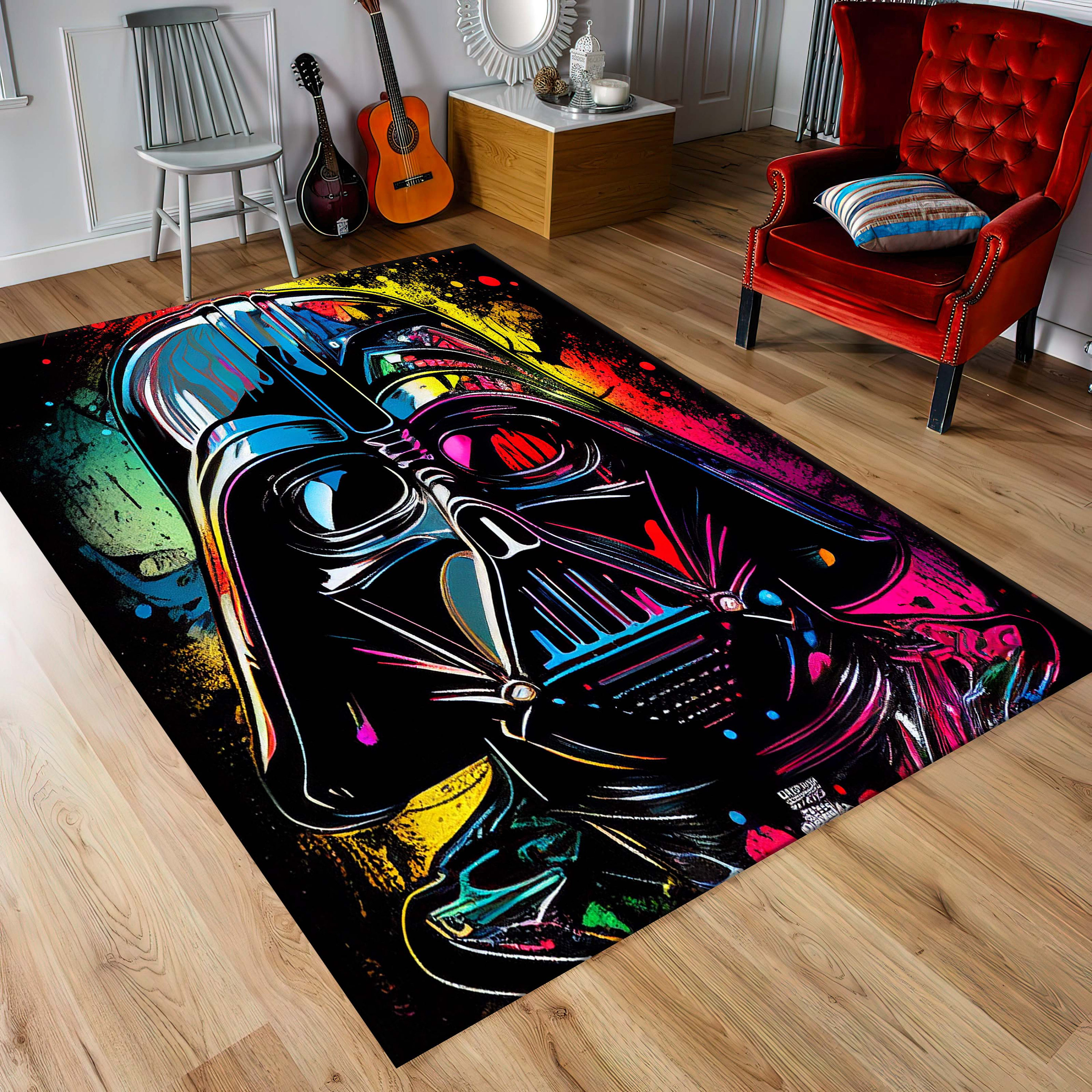 Starwars Rug darth Vader Rug starwars Patterned Rug colorful Rug neon Rug decorative Rug abstract Rug cool Rugs printed Rug game Room Rug Etsy UK