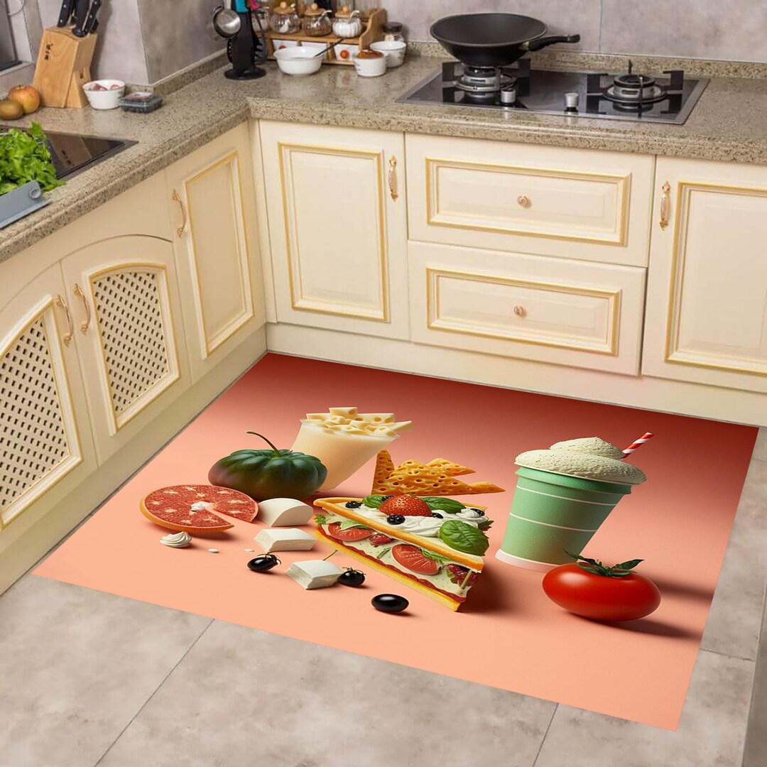 Kitchen Rug, Kids Rug, Food Themed Rug, Colorful Rug, Home Decor ...