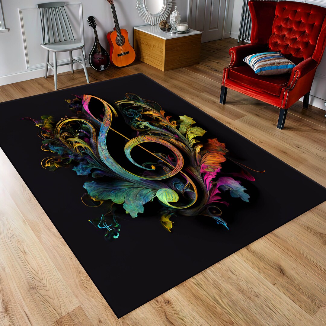Musical Rug, Musical Instrument, Music Notes Rug, Music Rug, Fractal ...