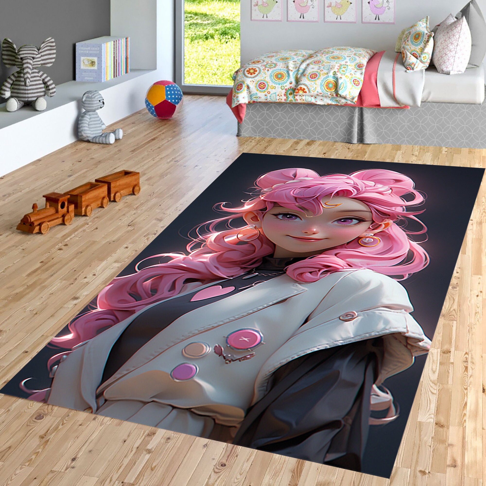 Anime Rug, Anime Girl Rug, Rug for Kids, Custom Rug, Home Decor ...