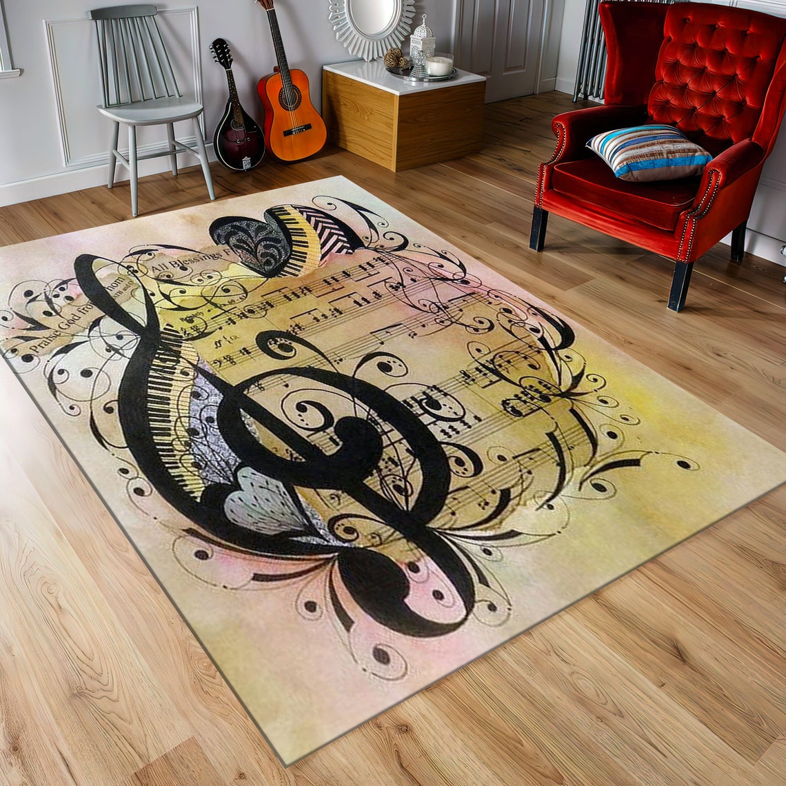 Musical Rug,musical Instrument,music Notes Rug,music Rug, Musical Gift ...