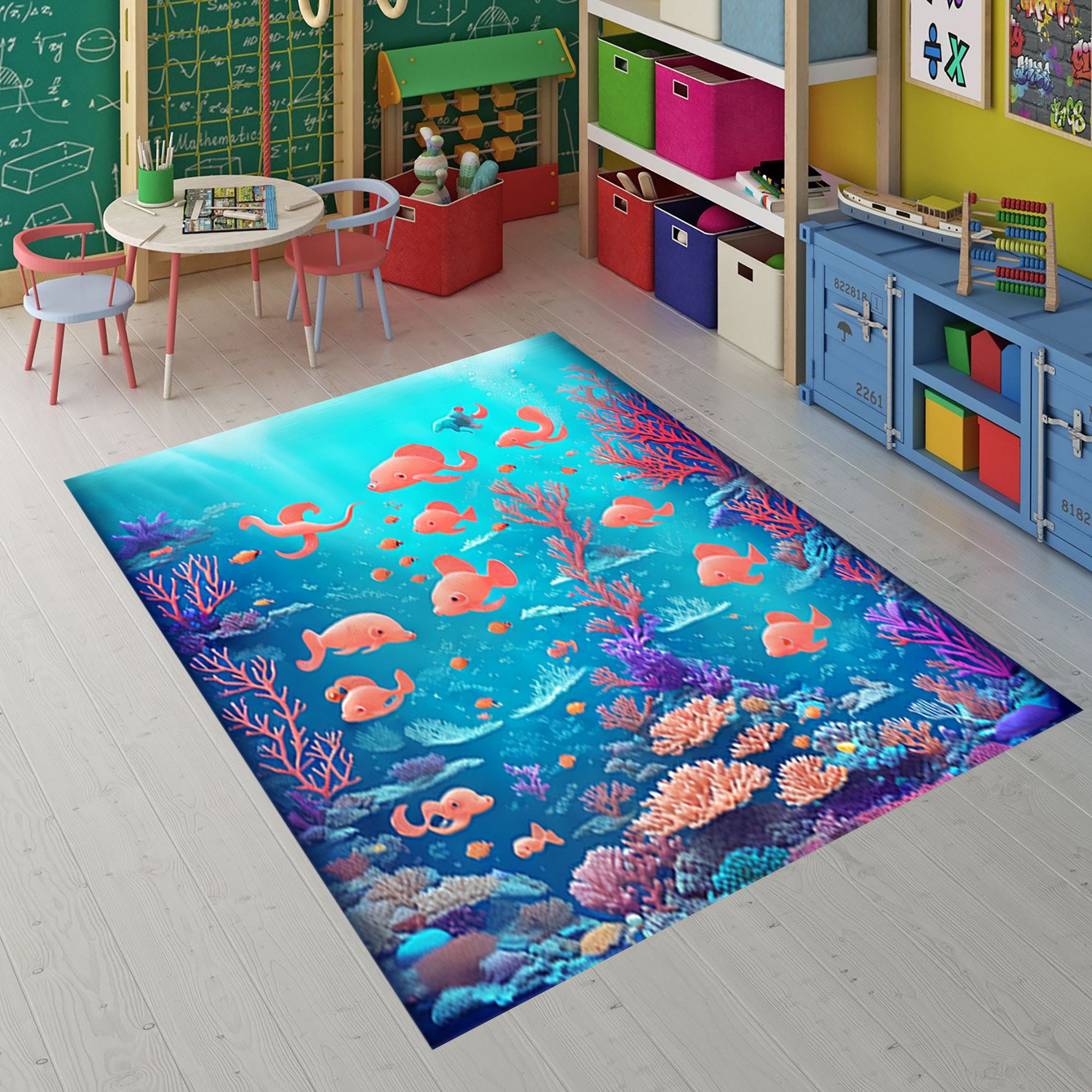 Rug of Coral Reefs, Mermaids Rug, Tropical Fish Rug,colorful Rug,living ...