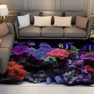 Aquarium Rug,underwater Pattern Rug,rug of Fishes,reef Rug,colorful Rug ...