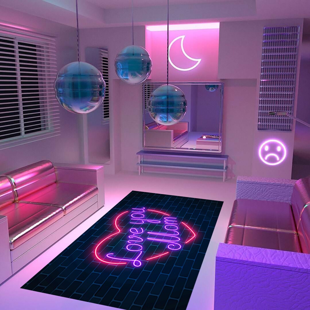 Mothers Day Rug, Mother's Day Gift, Love Rug, Gift Rug, Neon Rug, Floor ...