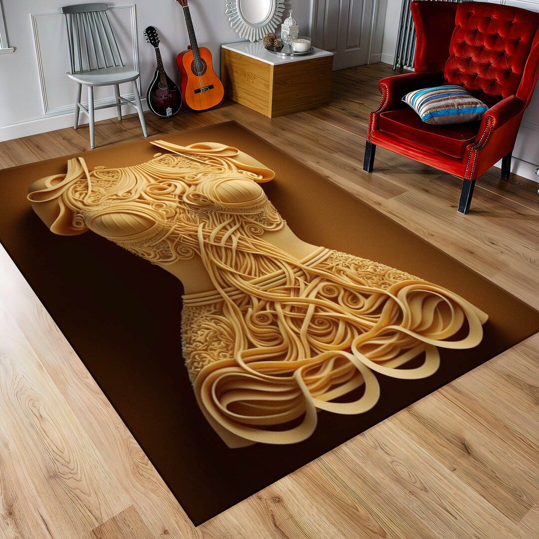 Spaghetti Themed Dress Rug, Food Themed Rug, Home Decor, Bedroom Rug ...